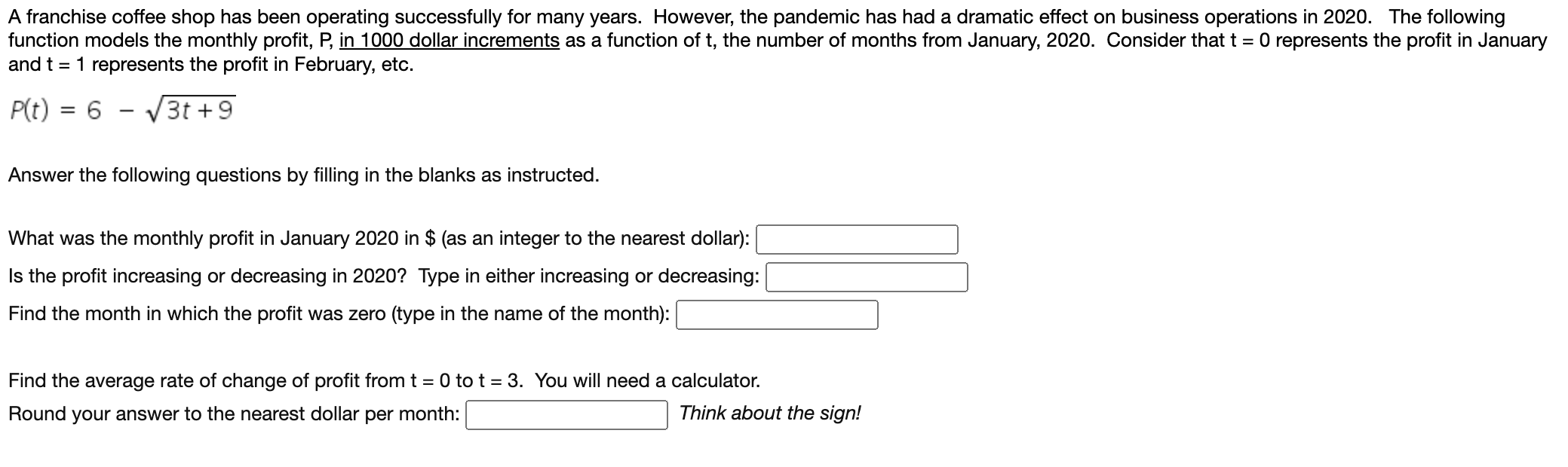 Solved A franchise coffee shop has been operating | Chegg.com