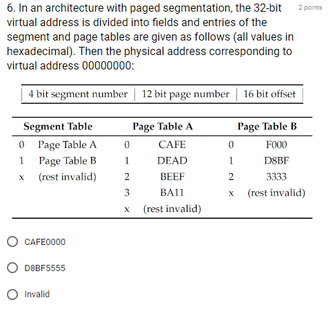 Solved 6. In an architecture with paged segmentation, the | Chegg.com