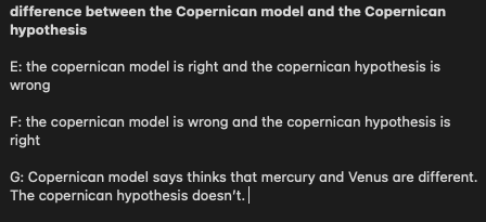 Solved difference between the Copernican model and the | Chegg.com