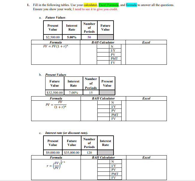 Solved Fill in the following tables. Use your calculator, | Chegg.com