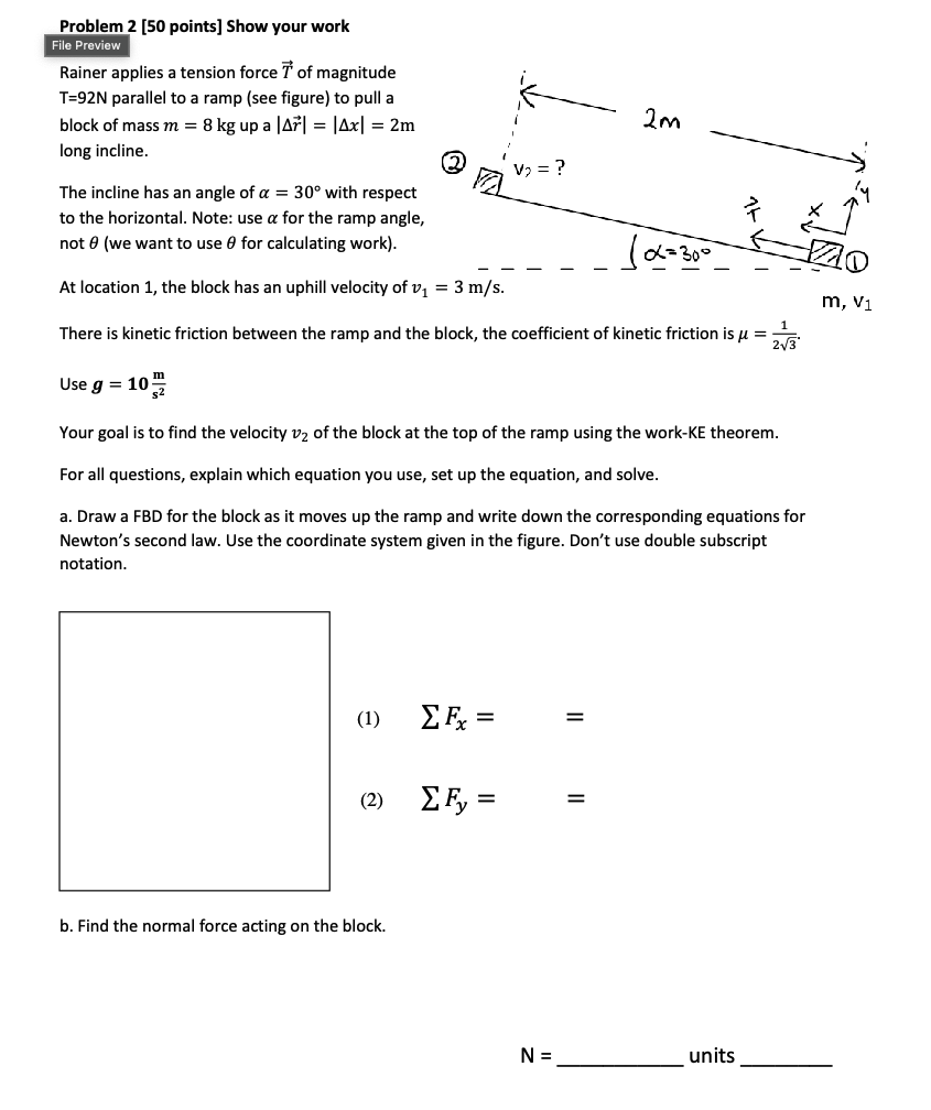 Solved Problem 2 [50 ﻿points] ﻿Show your workRainer applies | Chegg.com