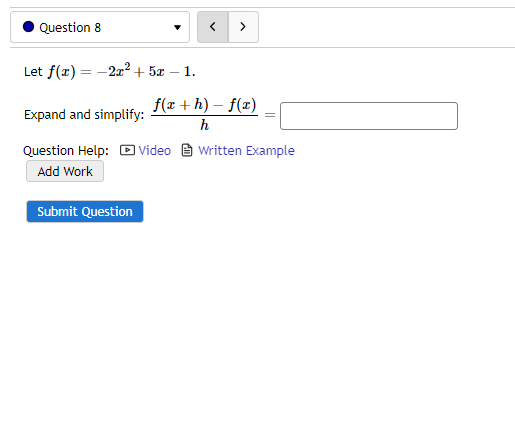 Solved Let F X −2x2 5x−1 Expand And Simplify