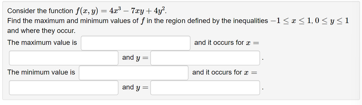 Solved Consider the function f(x,y)=4x3−7xy+4y2. Find the | Chegg.com