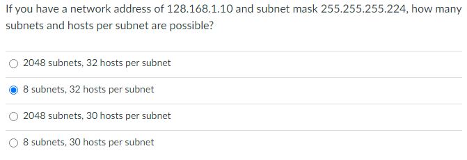 Solved If you have a network address of 128.168 .1 .10 and | Chegg.com