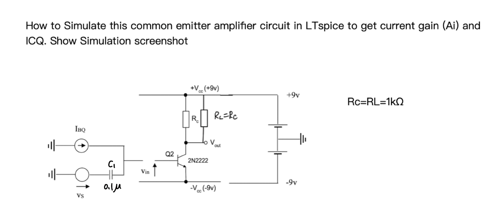 How to Simulate this common emitter amplifier circuit | Chegg.com