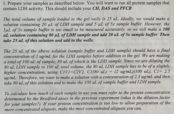 Solved 1. Prepare your samples as described below. You will | Chegg.com