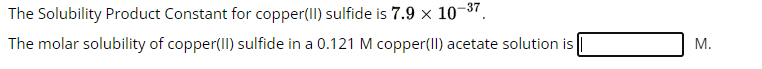 Solved The Solubility Product Constant for copper(II) | Chegg.com