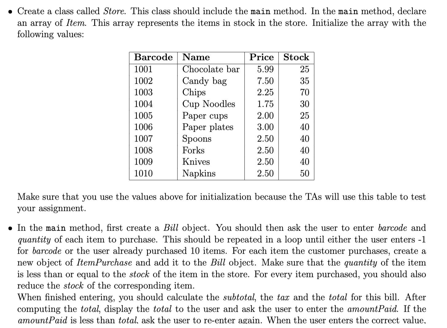 Solved - Create a class called Store. This class should | Chegg.com