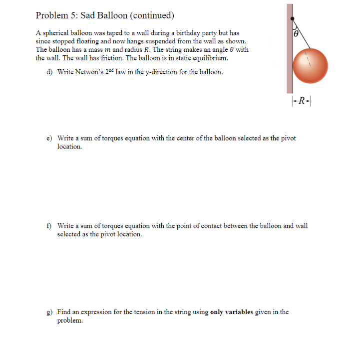 Solved Problem 5: Sad Balloon (continued) A spherical | Chegg.com