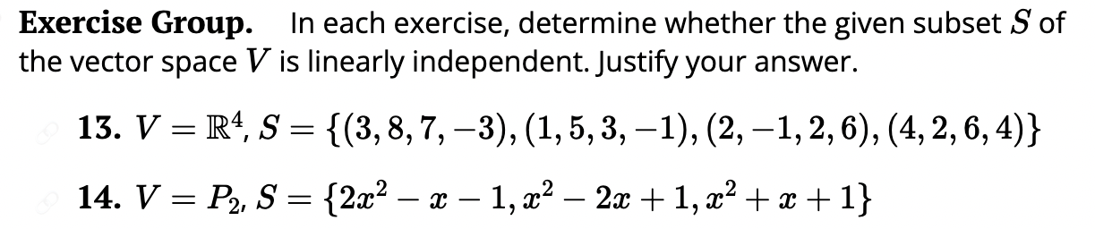 Solved Exercise Group. In each exercise, determine whether | Chegg.com