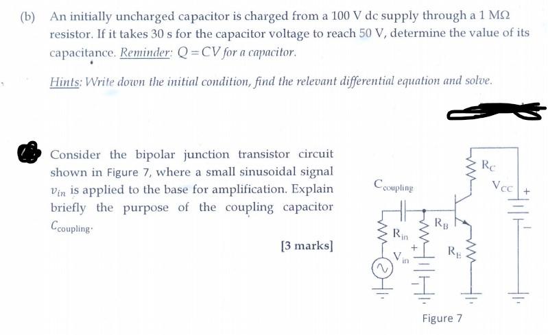 (b) An initially uncharged capacitor is charged from | Chegg.com