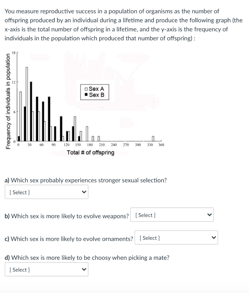 Solved You measure reproductive success in a population of | Chegg.com