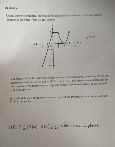 Solved Unless otherwise specified, the domain of a function | Chegg.com