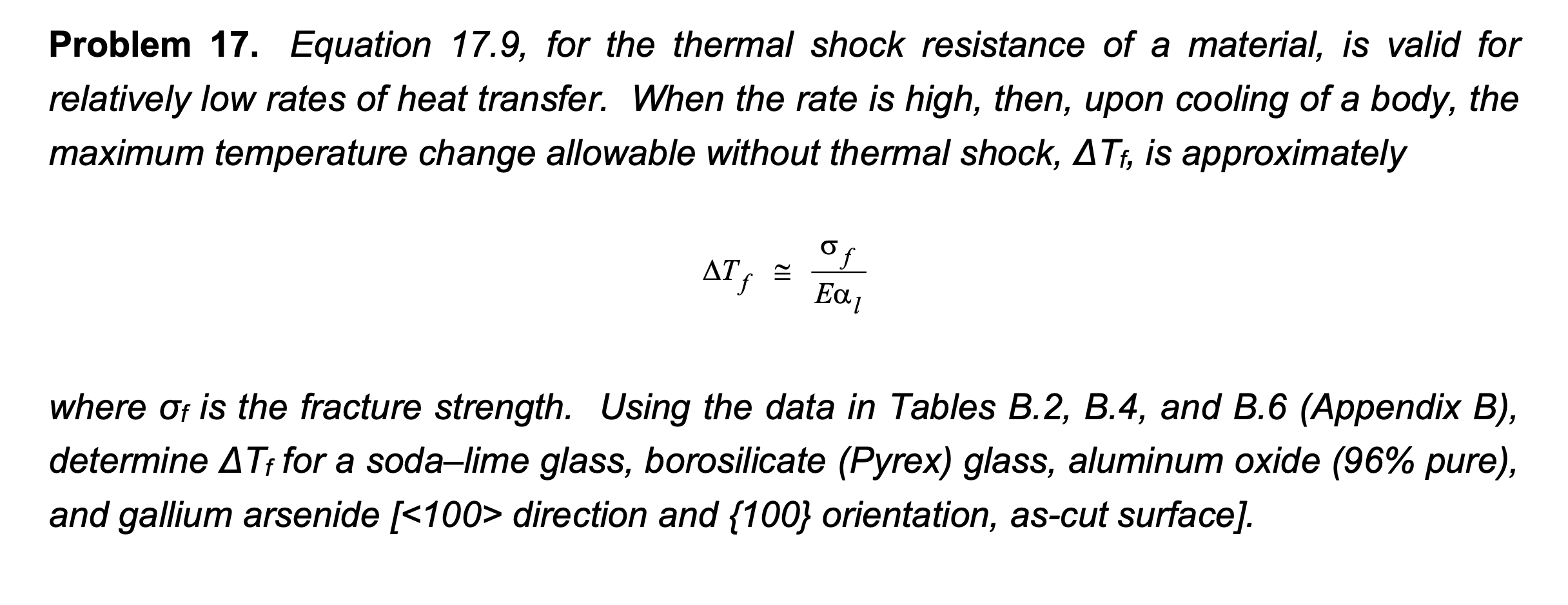 Problem 17. Equation 17.9, for the thermal shock | Chegg.com