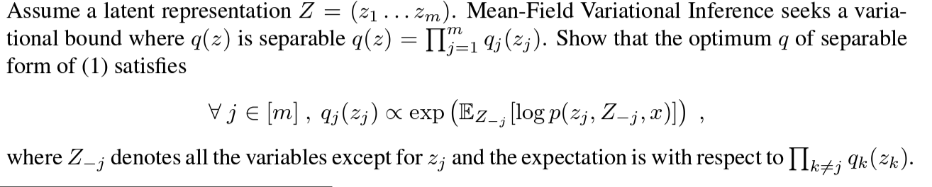 Assume a latent representation Z=(z1…zm). Mean-Field | Chegg.com