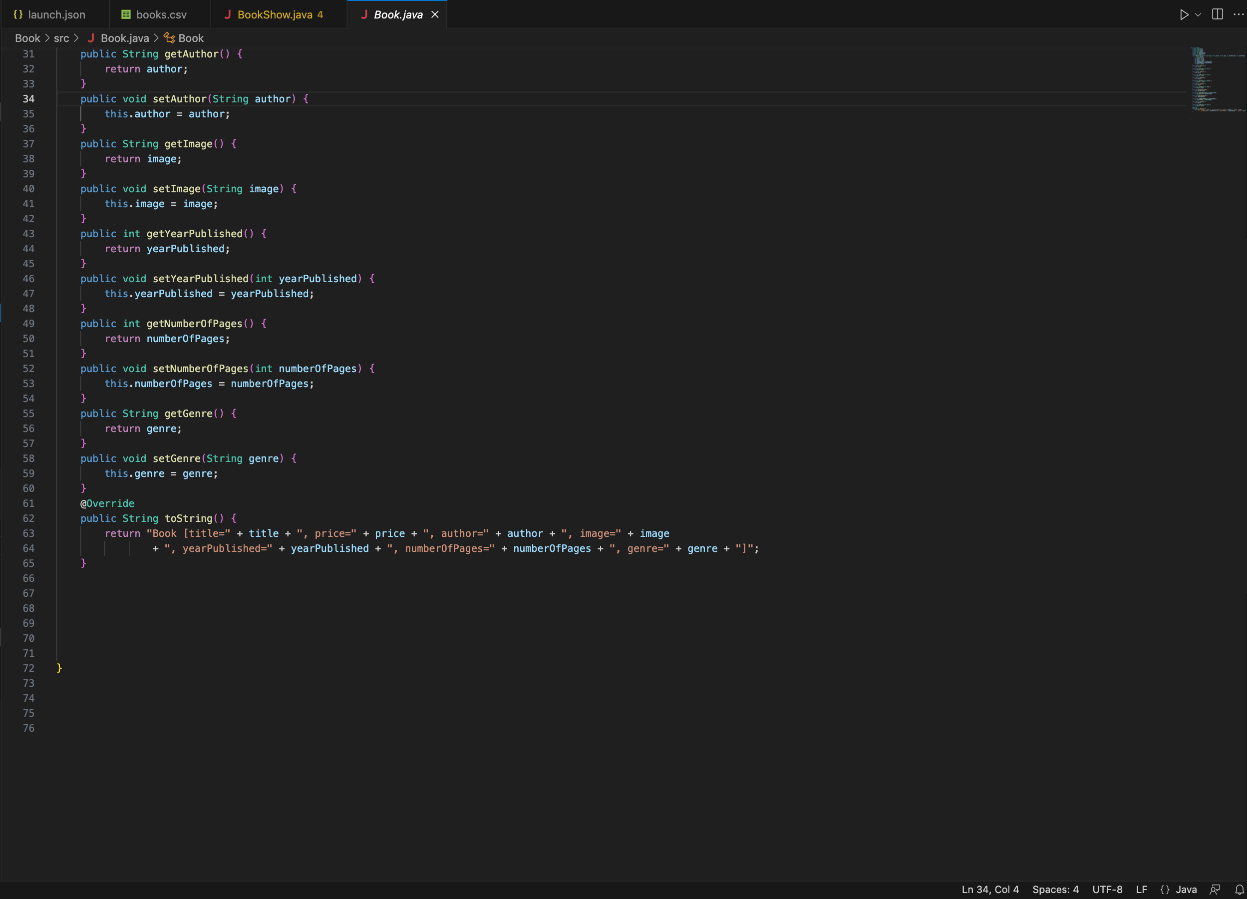 Solved ch.json books.csv J BookShow.java 4× J App.java src > | Chegg.com
