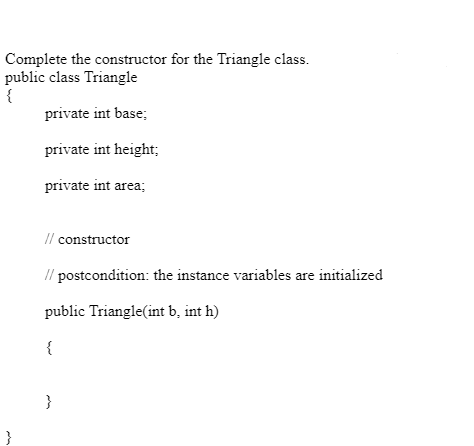 Solved Complete the constructor for the Triangle class. | Chegg.com