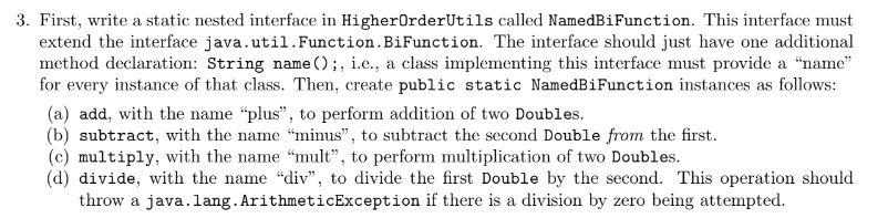 Solved 3. First, write a static nested interface in | Chegg.com