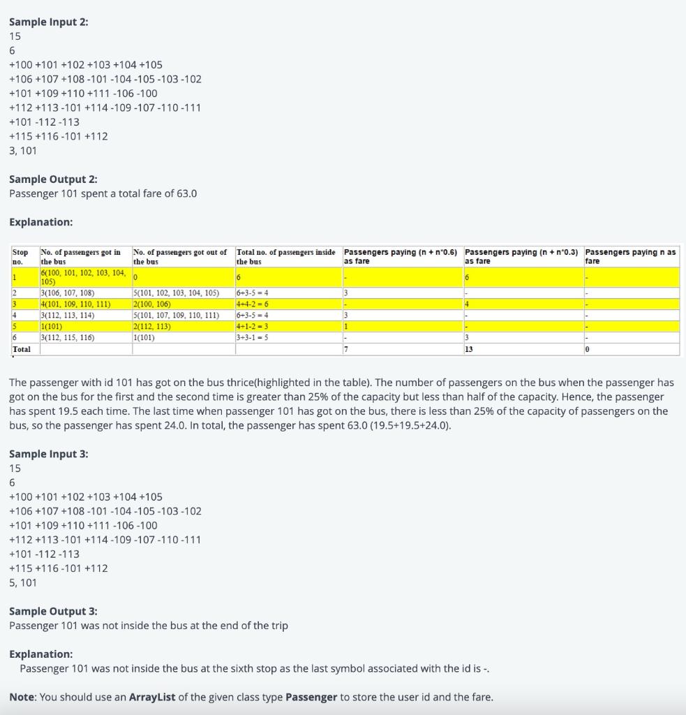 Solved 1. ArrayList in Java A bus has a seating capacity of | Chegg.com