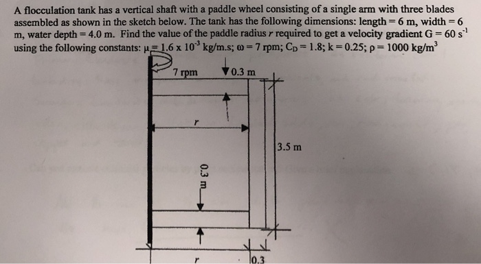 A flocculation tank has a vertical shaft with a | Chegg.com