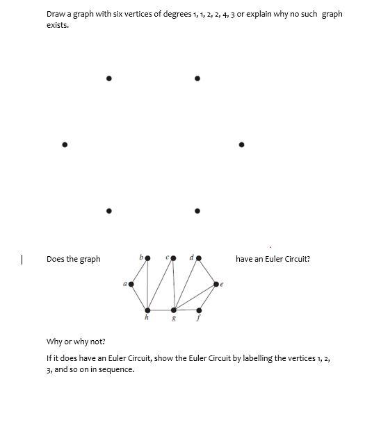 Solved Draw A Graph With Six Vertices Of Degrees 1 1 2 2 