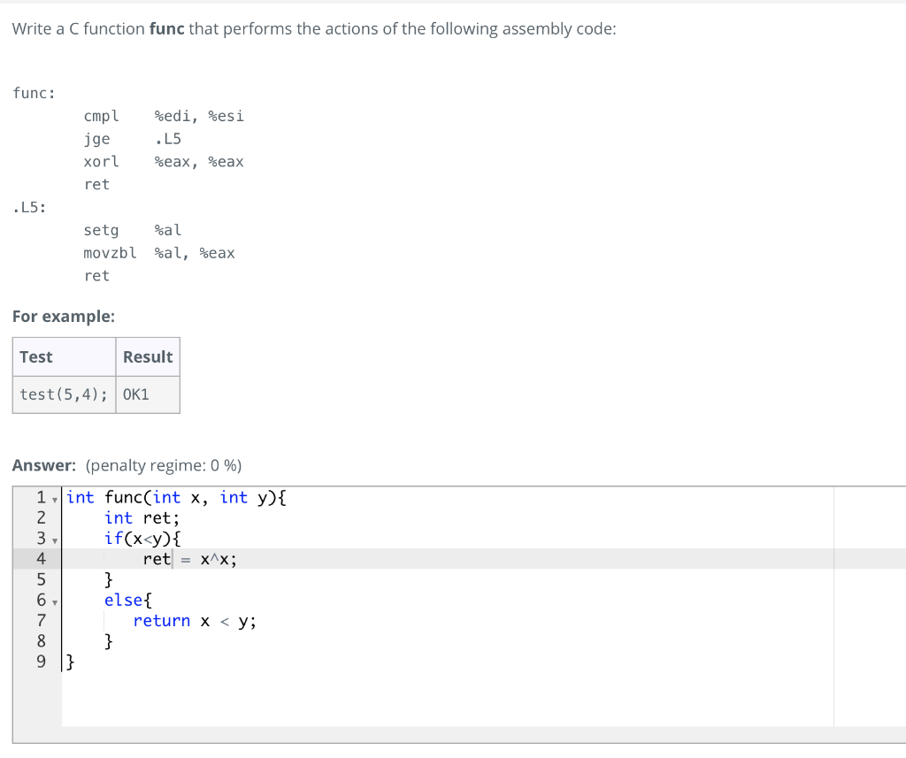 Solved Write a C function func that performs the actions of | Chegg.com