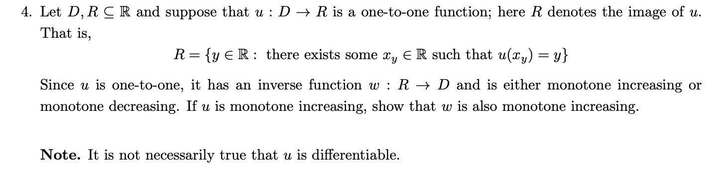 Solved 4. Let \\( D, R \\subseteq \\mathbb{R} \\) and | Chegg.com