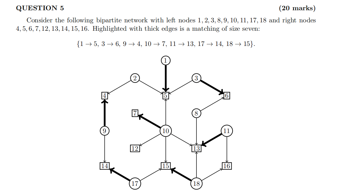 Solved QUESTION 5(20 ﻿marks)Consider the following bipartite | Chegg.com