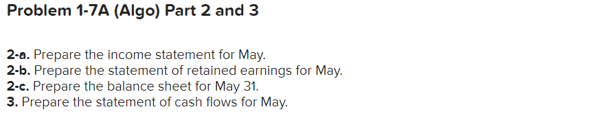 Solved Problem 1-7A (Algo) Analyzing transactions and | Chegg.com