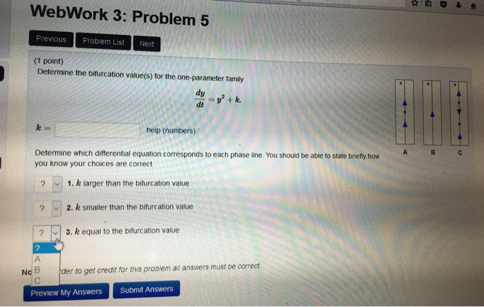 Solved WebWork 3: Problem 1 Problem List Next Previous (1 | Chegg.com Solved WebWork 3: Problem 1 Problem List Next Previous (1 | Chegg.com