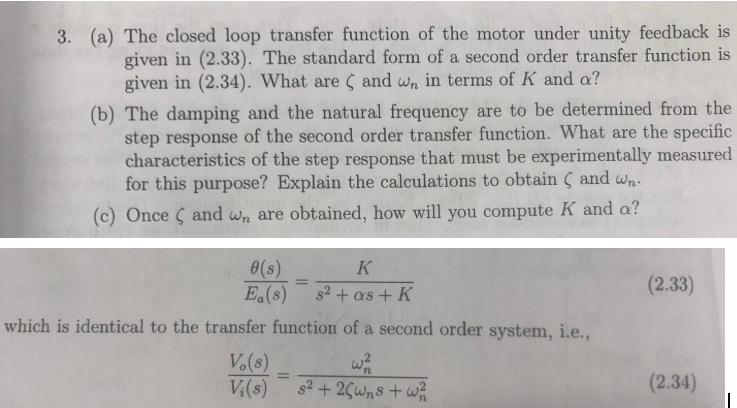 3. (a) The closed loop transfer function of the motor | Chegg.com