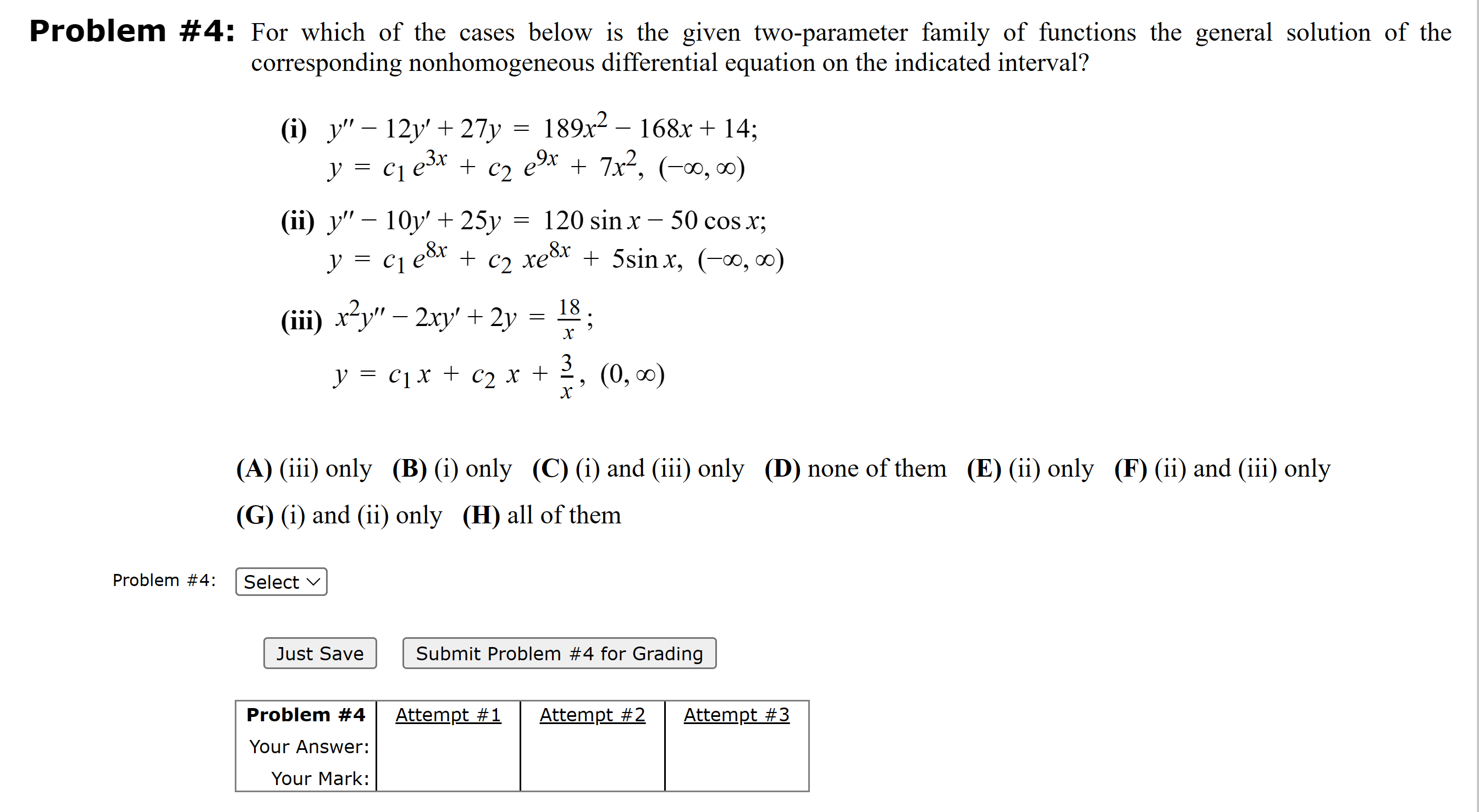 Solved m \# 4: For which of the cases below is the given | Chegg.com