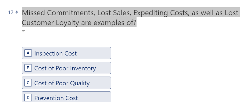 Solved Missed Commitments, Lost Sales, Expediting Costs, as | Chegg.com