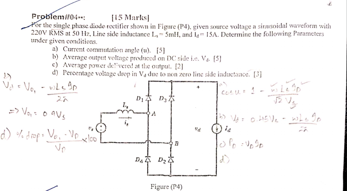 Solved Problem#04**: (15 Marks For the single phase diode | Chegg.com