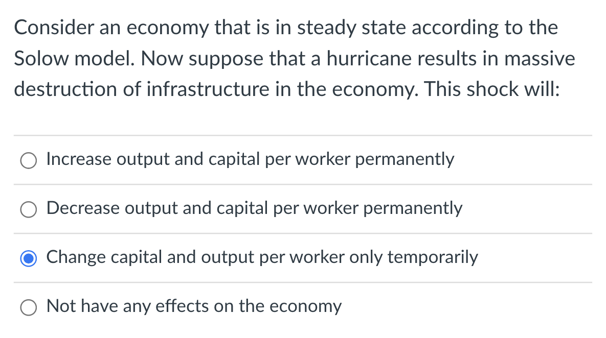 Solved Consider an economy that is in steady state according | Chegg.com