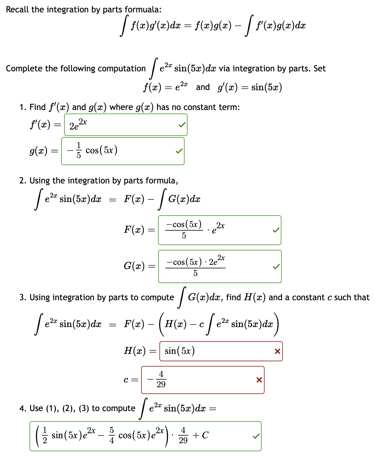 Solved Recall the integration by parts | Chegg.com