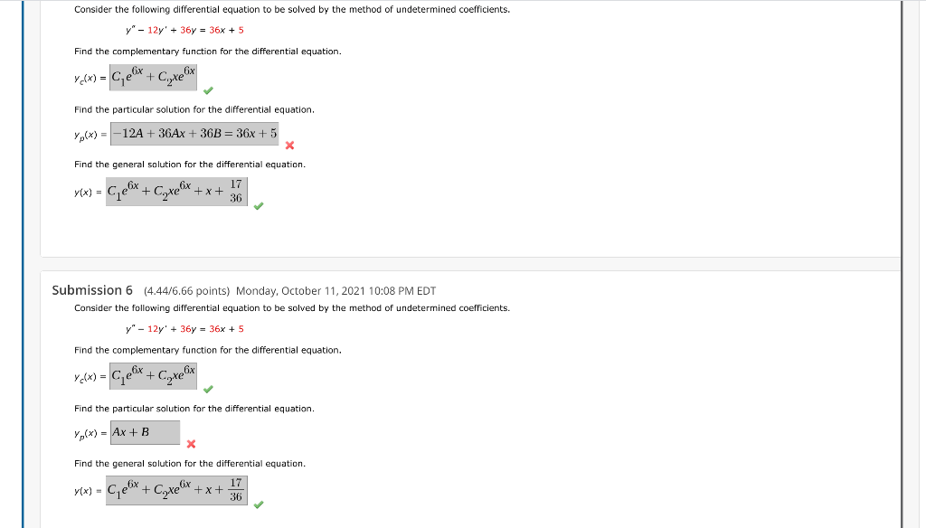 Solved What is the particular solution. I have tried a few | Chegg.com
