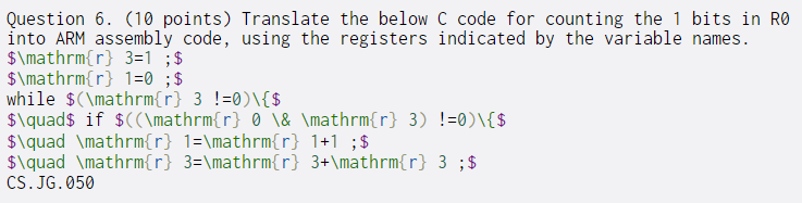 Solved Question 6. (10 points) Translate the below C code | Chegg.com