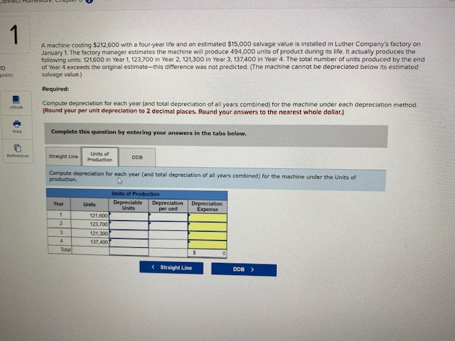 Solved Connect Homework: Chapter 8 A machine costing | Chegg.com