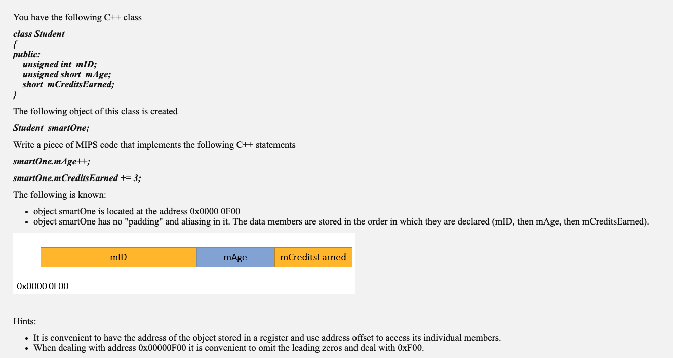 Solved You have the following C++ class class Student { | Chegg.com
