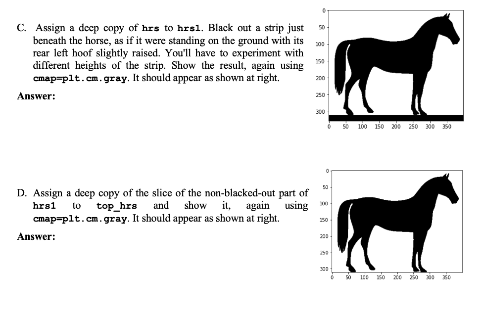 Solved 0 50 A. In the skimage. data submodule, call horse | Chegg.com