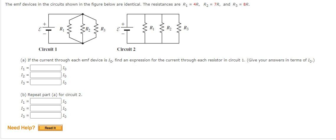 Solved The emf devices in the circuits shown in the figure | Chegg.com