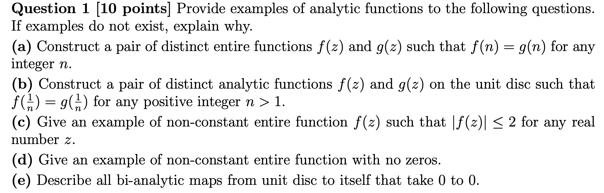 Solved Question 1 (10 points] Provide examples of analytic | Chegg.com