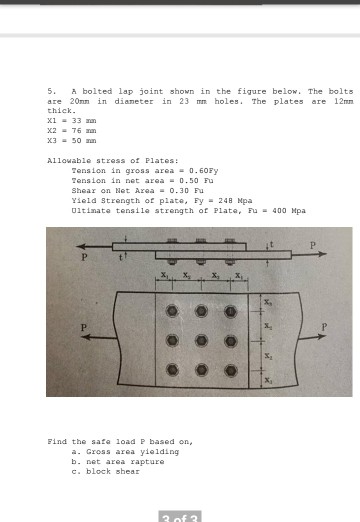 Solved A bolted lap joint shown in the figure below. The | Chegg.com