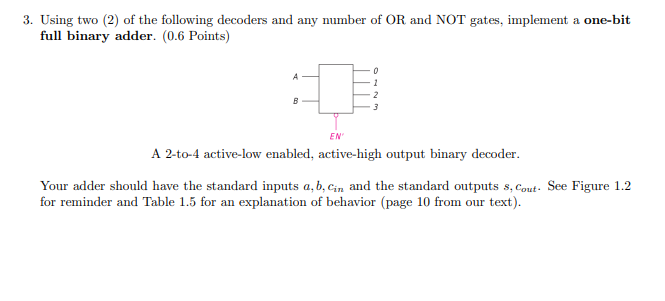 Solved Using two (2) of the following decoders and any | Chegg.com