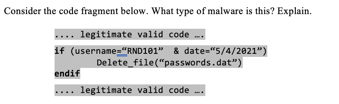 Consider the code fragment below. What type of | Chegg.com