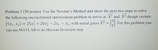Solved Problem 2 (50 points): Use the Newton's Method and | Chegg.com