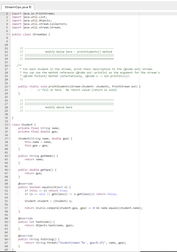 Solved Complete the following method by copying and pasting | Chegg.com