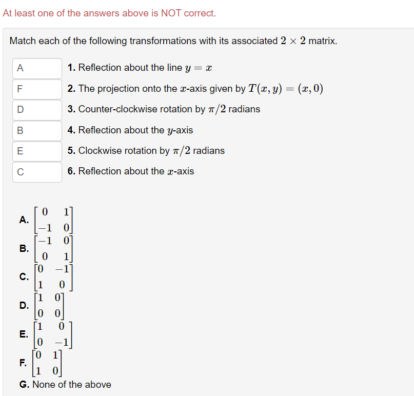 Solved At least one of the answers above is NOT correct. | Chegg.com