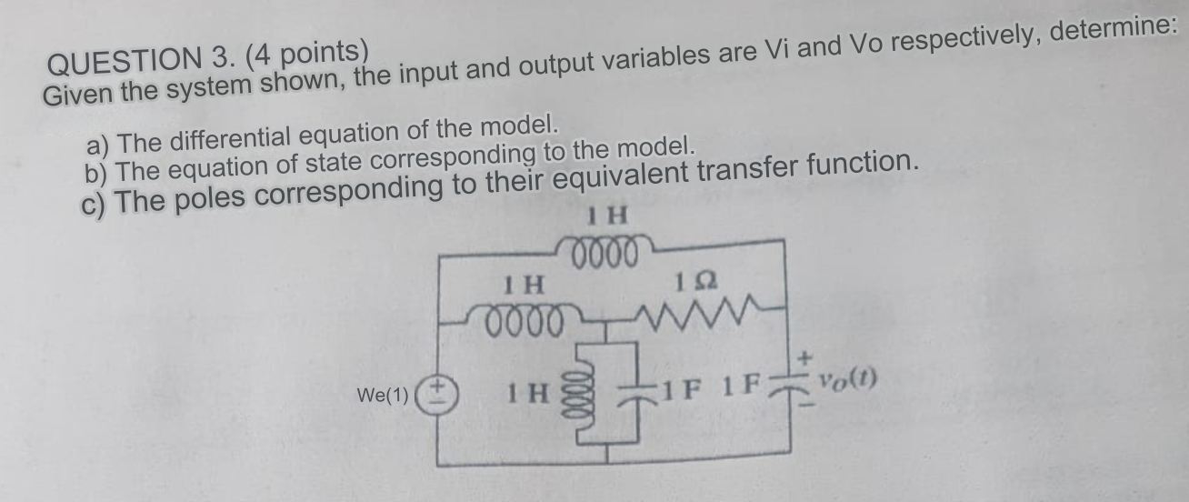 Solved QUESTION 3. (4 ﻿points)Given the system shown, the | Chegg.com